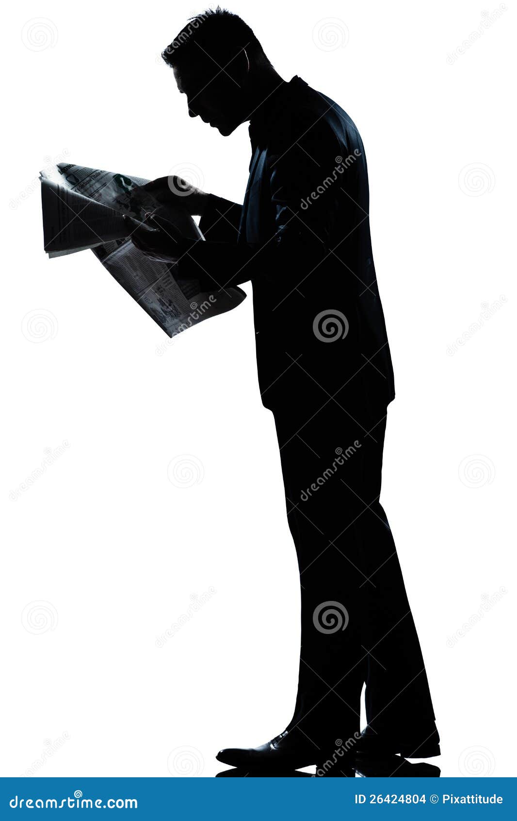 Man Walking Reading Newspaper Full Length Stock Photo - Image of ...