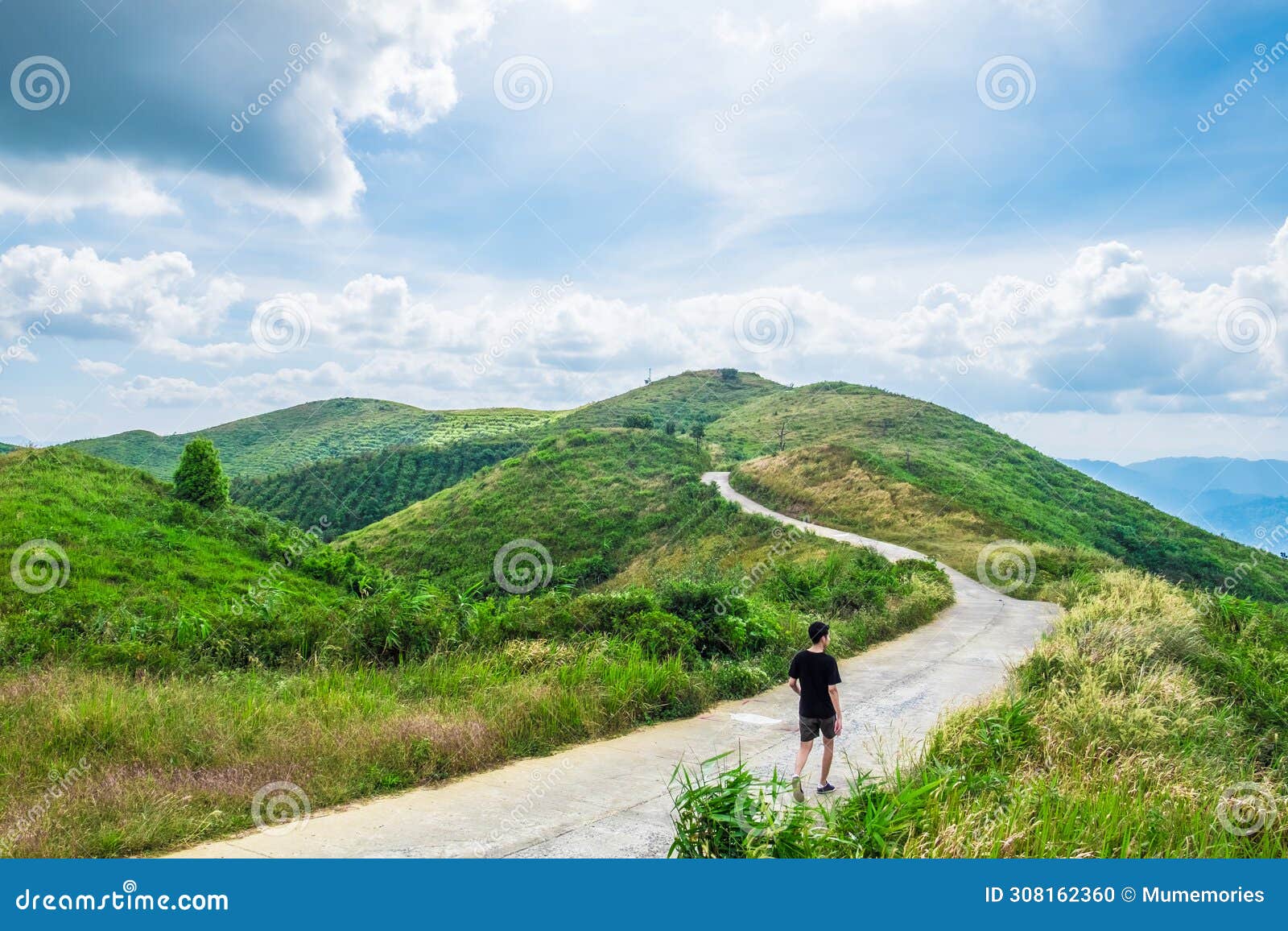 Man Walking Road Way Curve on Mountain Stock Photo - Image of fresh ...