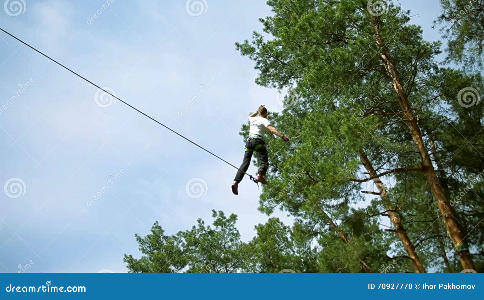 Man Walking on a Rope Over an Abyss and Balances Stock Footage - Video ...