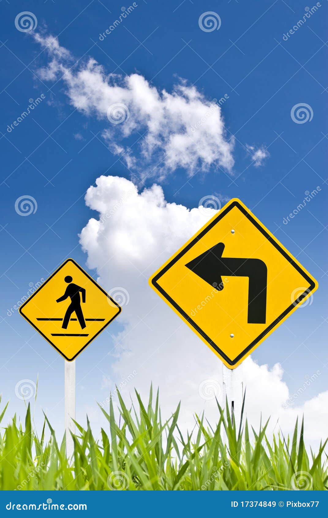 A Man Walking Sign and Turn Left Sign Stock Image - Image of people ...