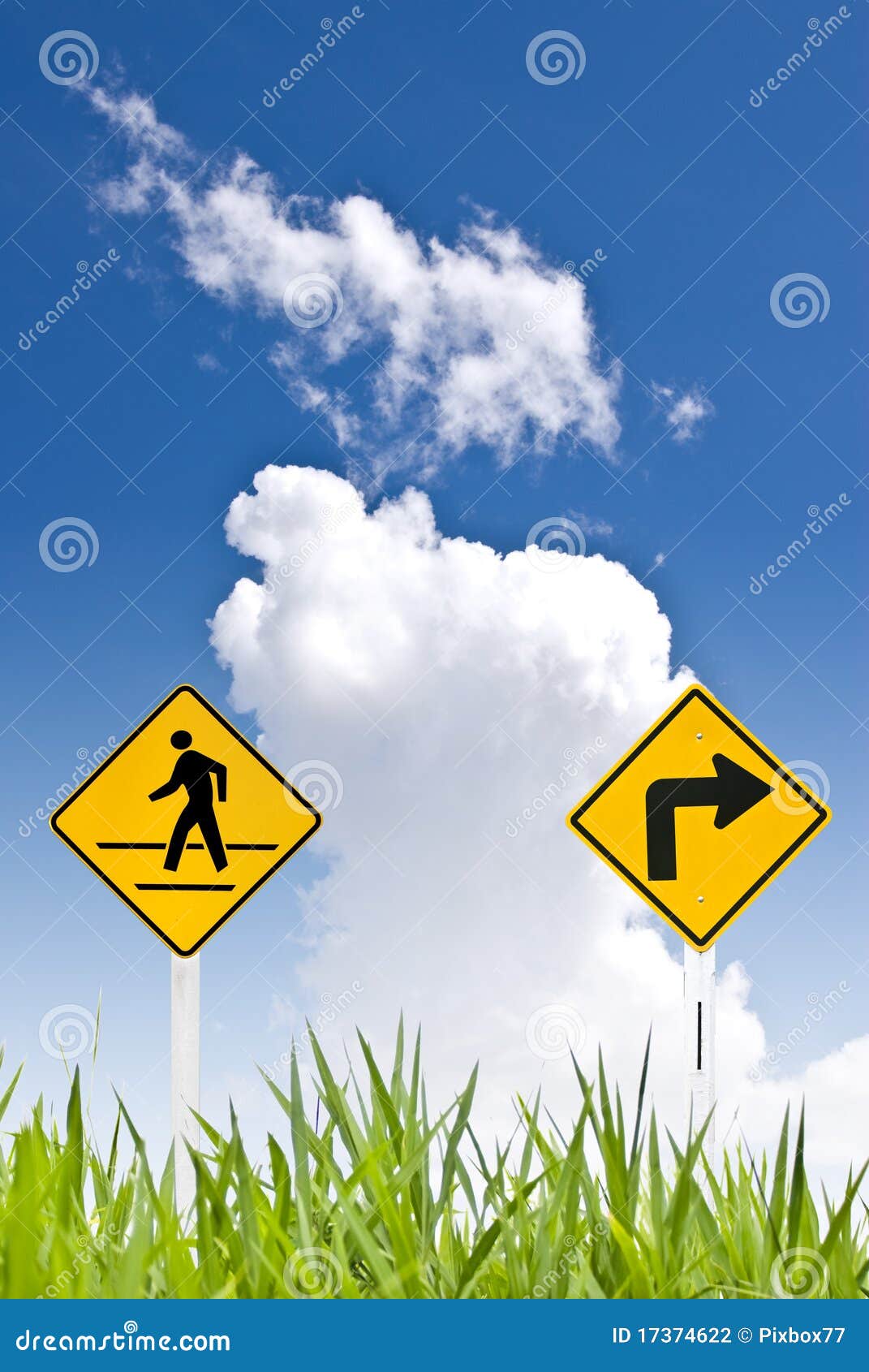 A Man Walking Sign and Turn Right Sign Stock Photo - Image of sign ...