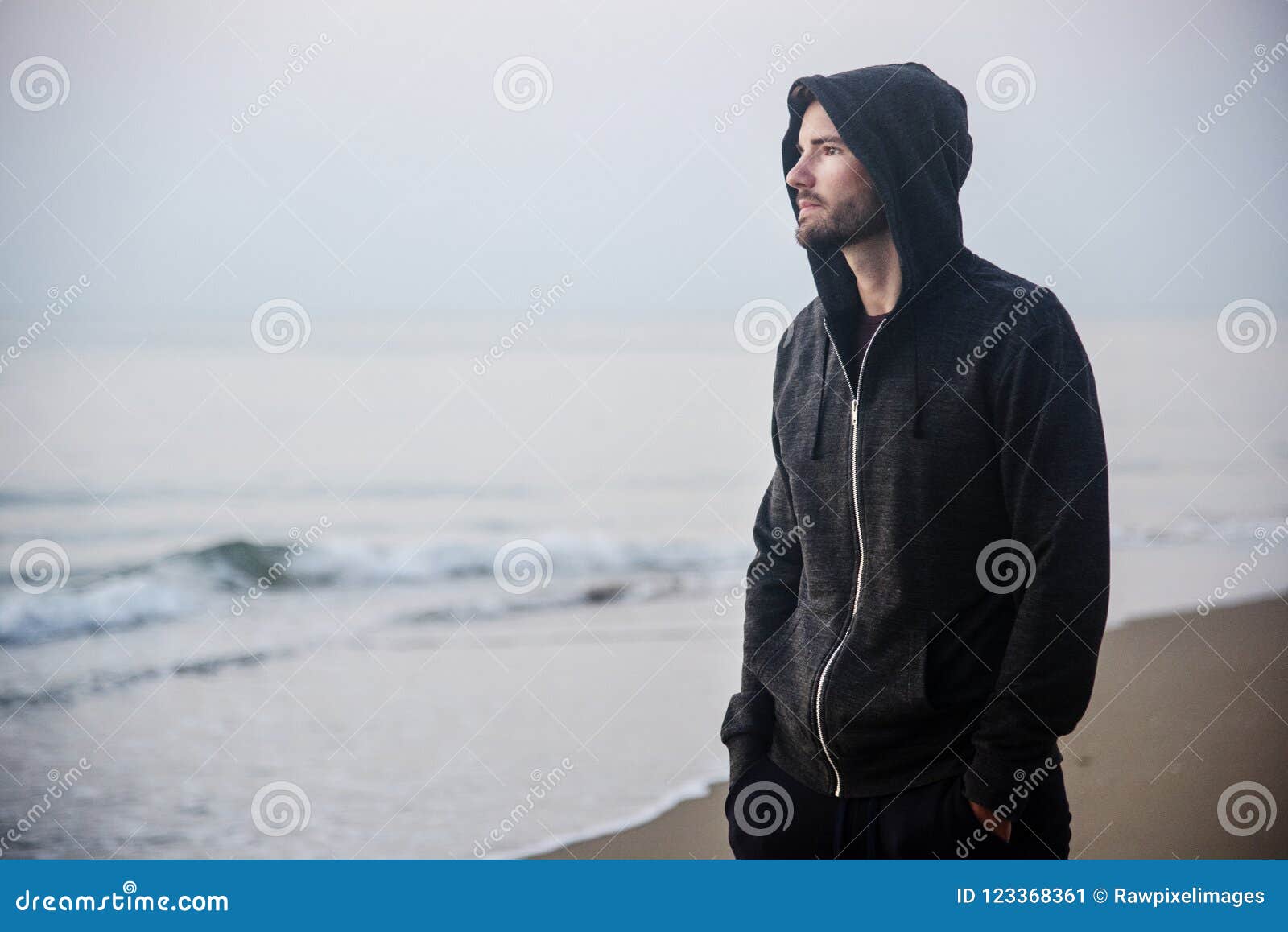 Man Walking in Solitude at the Beach Stock Image - Image of sand, calm ...