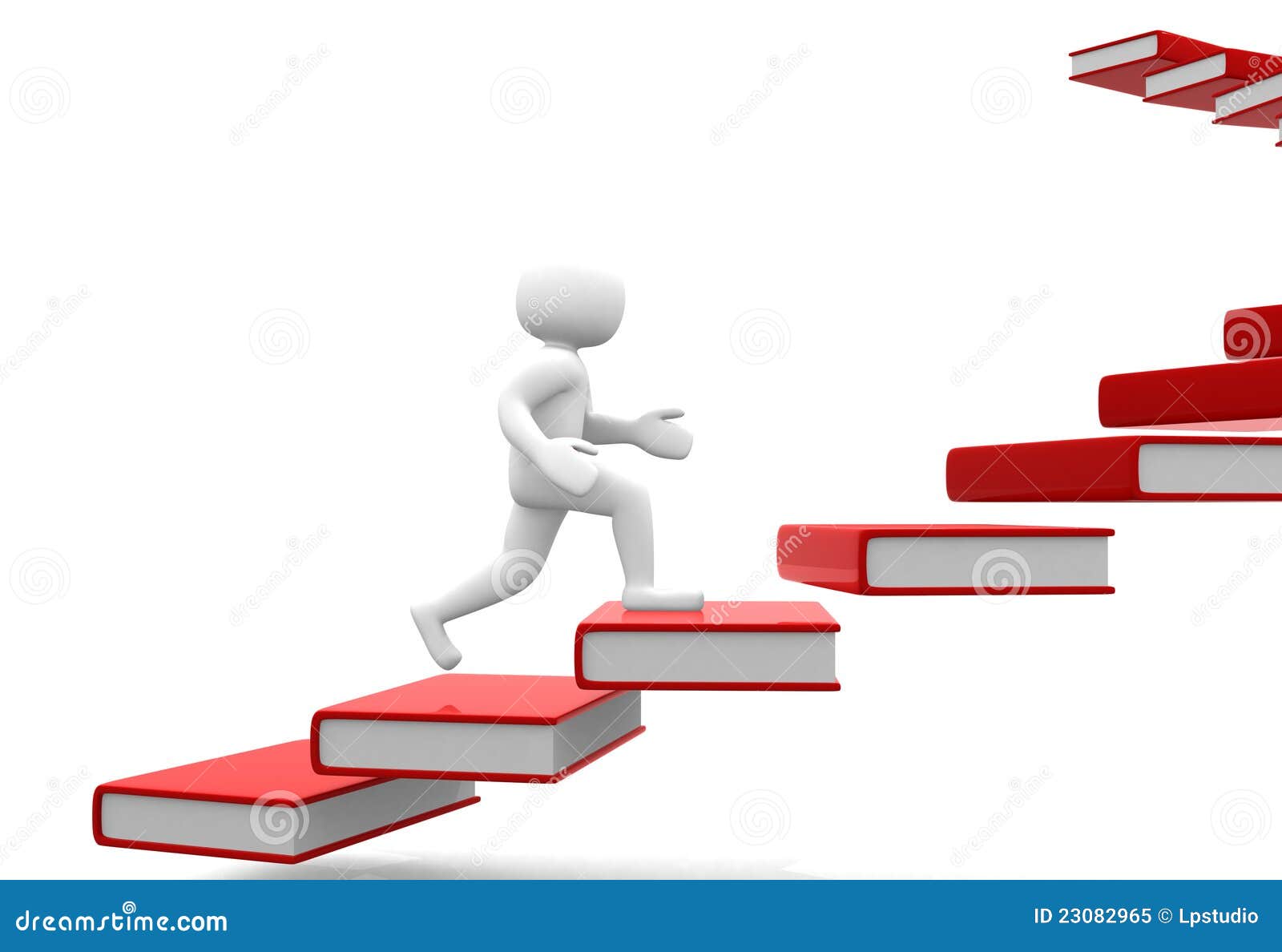Man Walking on the Stairs of Books Stock Illustration - Illustration of ...