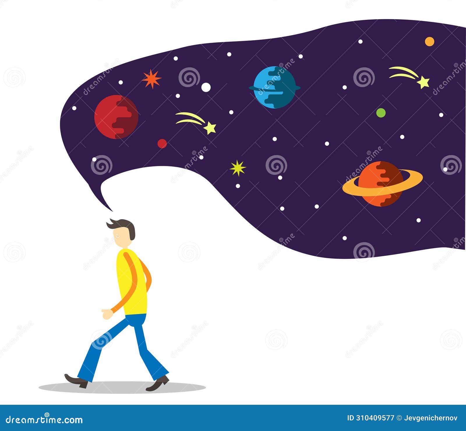 Man Walking and Thinking about Space Stock Vector - Illustration of ...