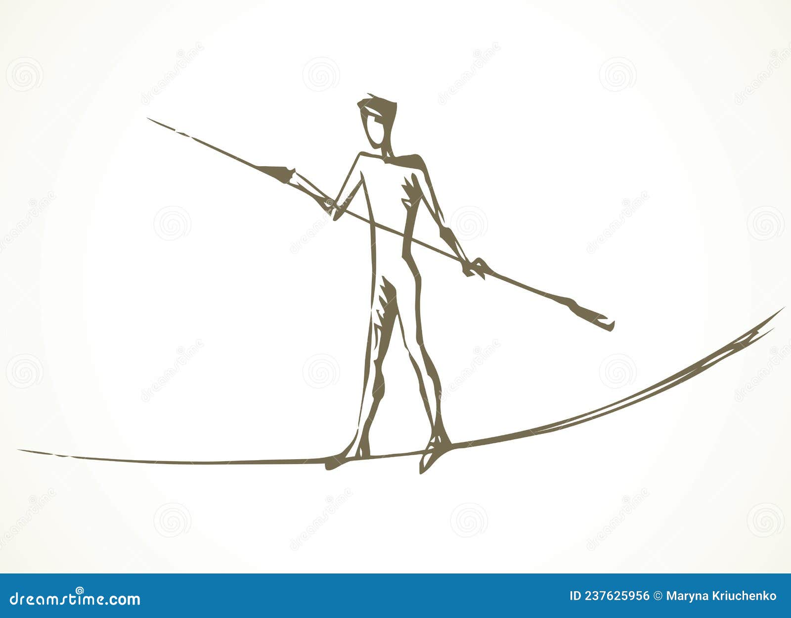 A Man is Walking on a Tightrope. Vector Drawing Stock Vector ...