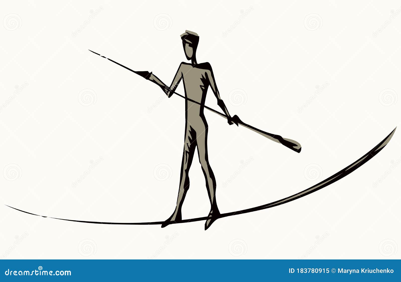 A Man is Walking on a Tightrope. Vector Drawing Stock Vector ...