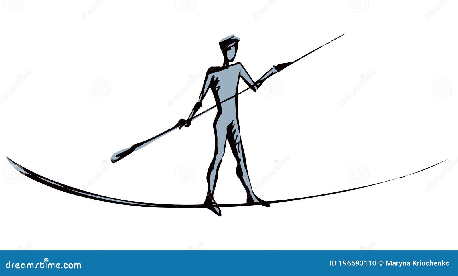 A Man is Walking on a Tightrope. Vector Drawing Stock Vector ...