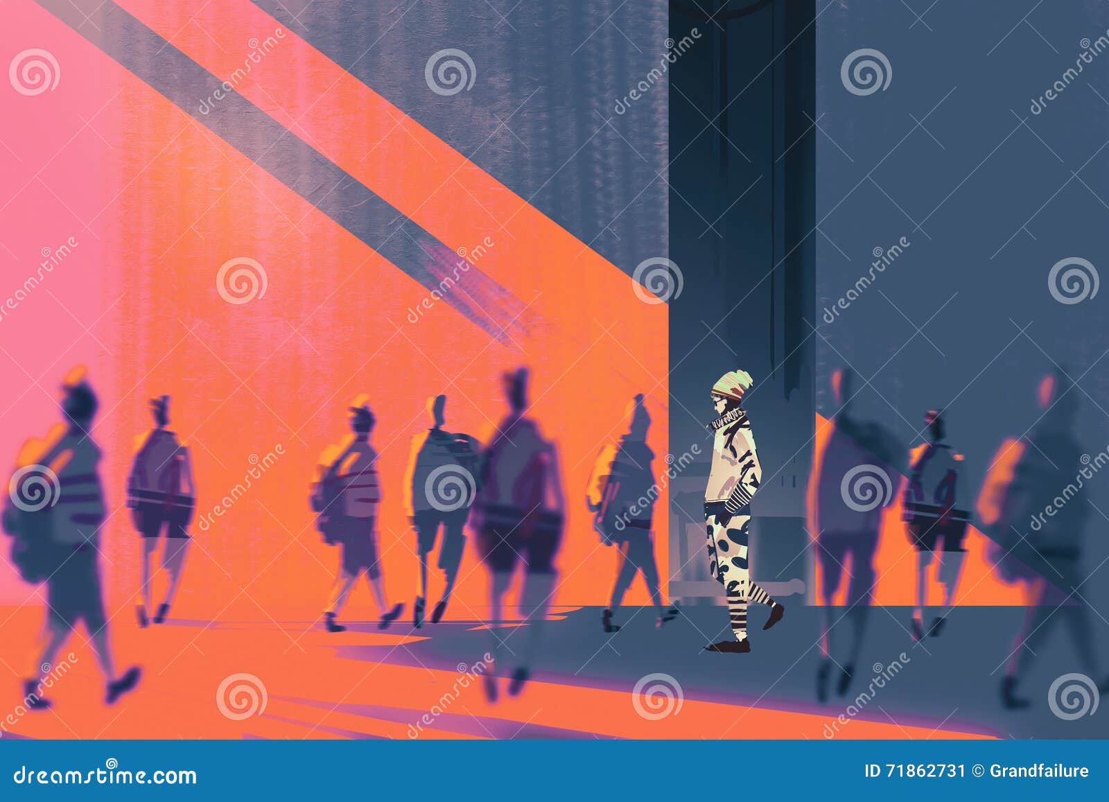 Man Walking To Different Way Stock Illustration - Illustration of ...