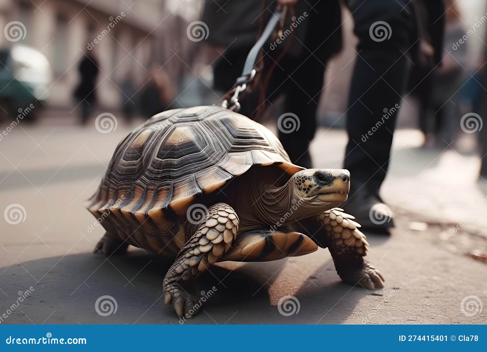 Man Walking with a Turtle in a City,closeup on Turtle, Ai Generative ...