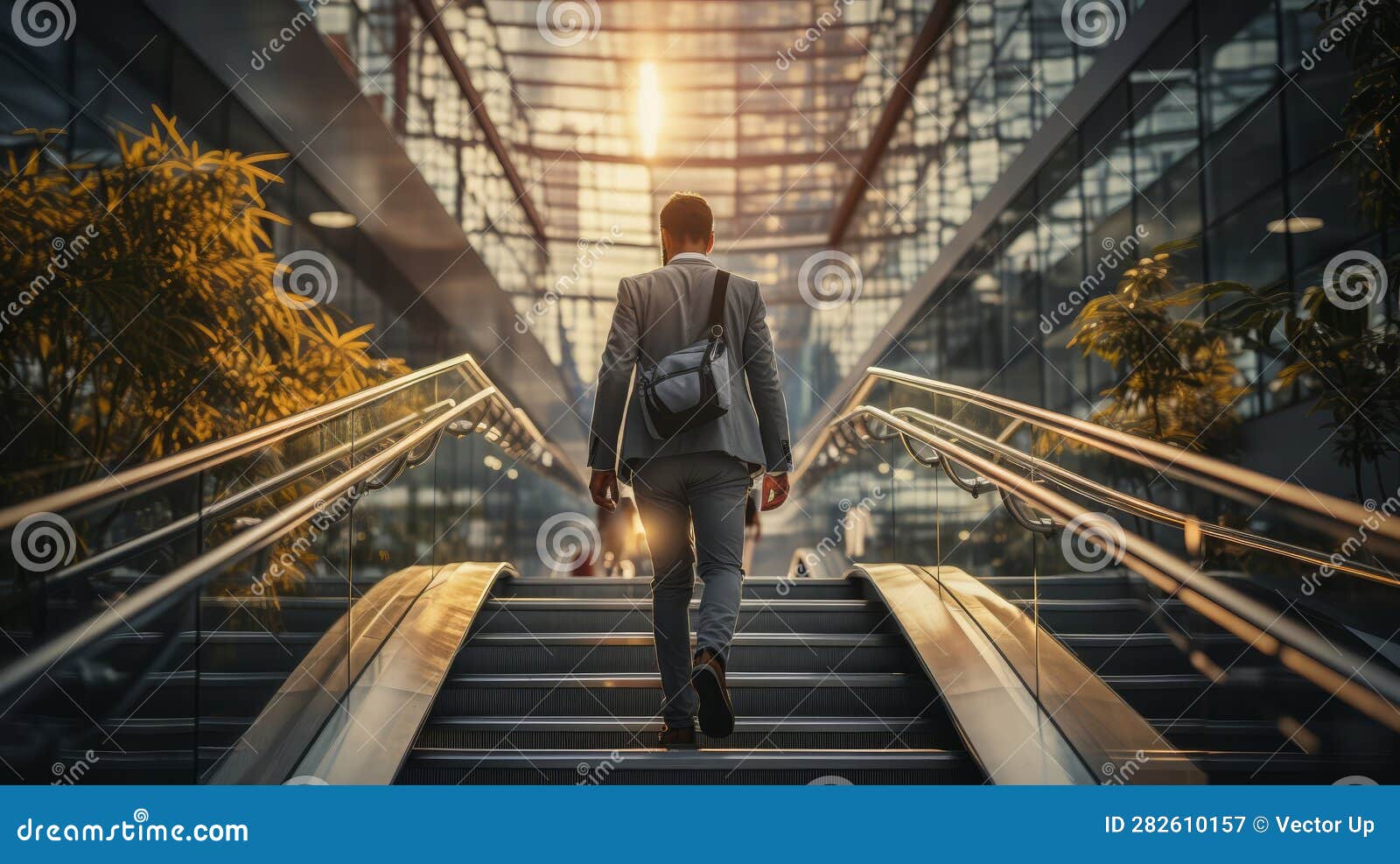 Man Walking Up Flight of Stairs Rear View. Generative AI. Stock ...
