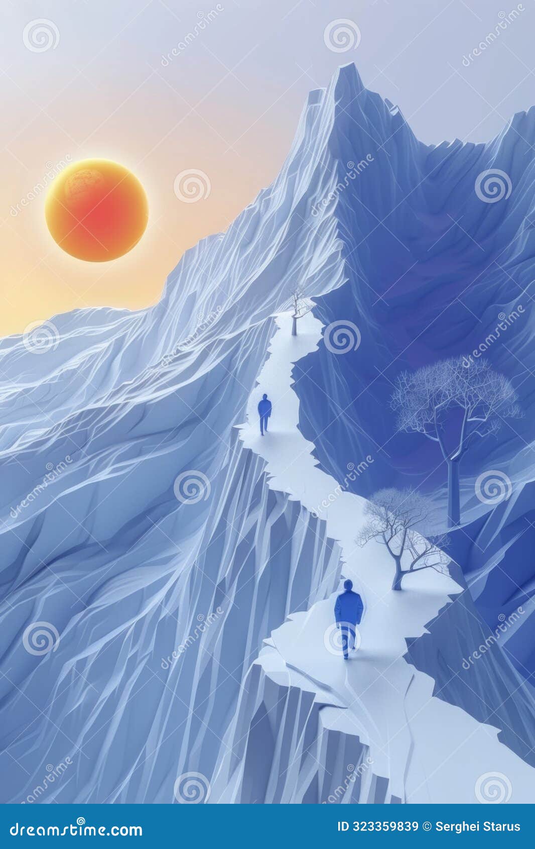 Mountain Path A Nostalgic Waterfall Painting In Chie Yoshii Style ...