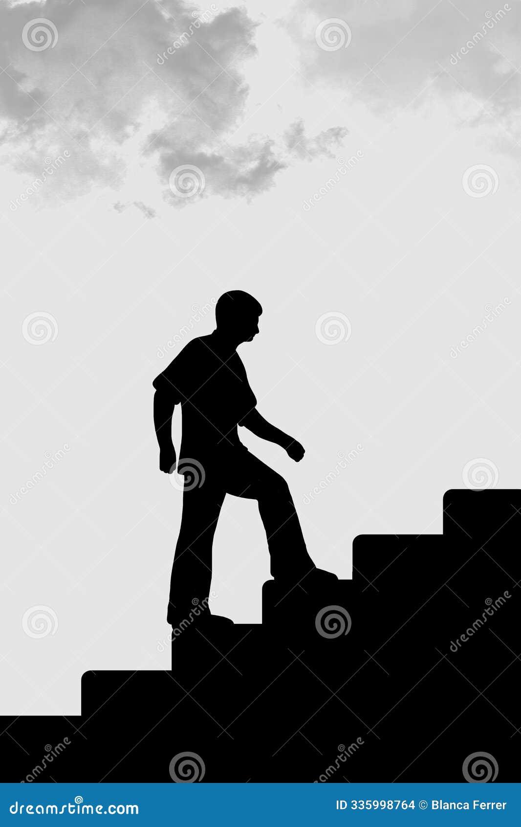Man Walking Up Stairs Against a White Background Stock Illustration ...