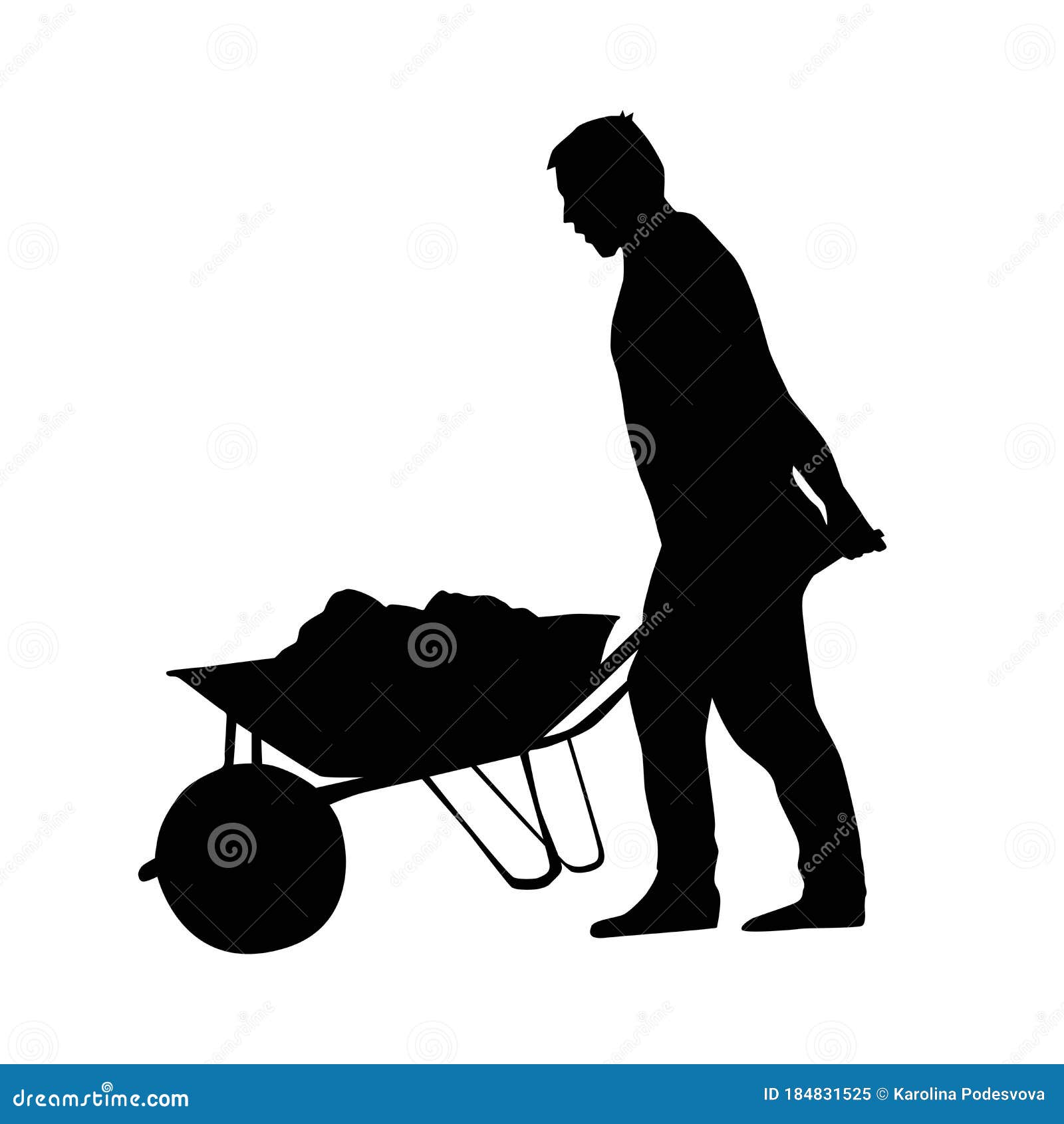 Wheelbarrow Silhouette Isolated On White Background. Garden Wheelbarrow ...