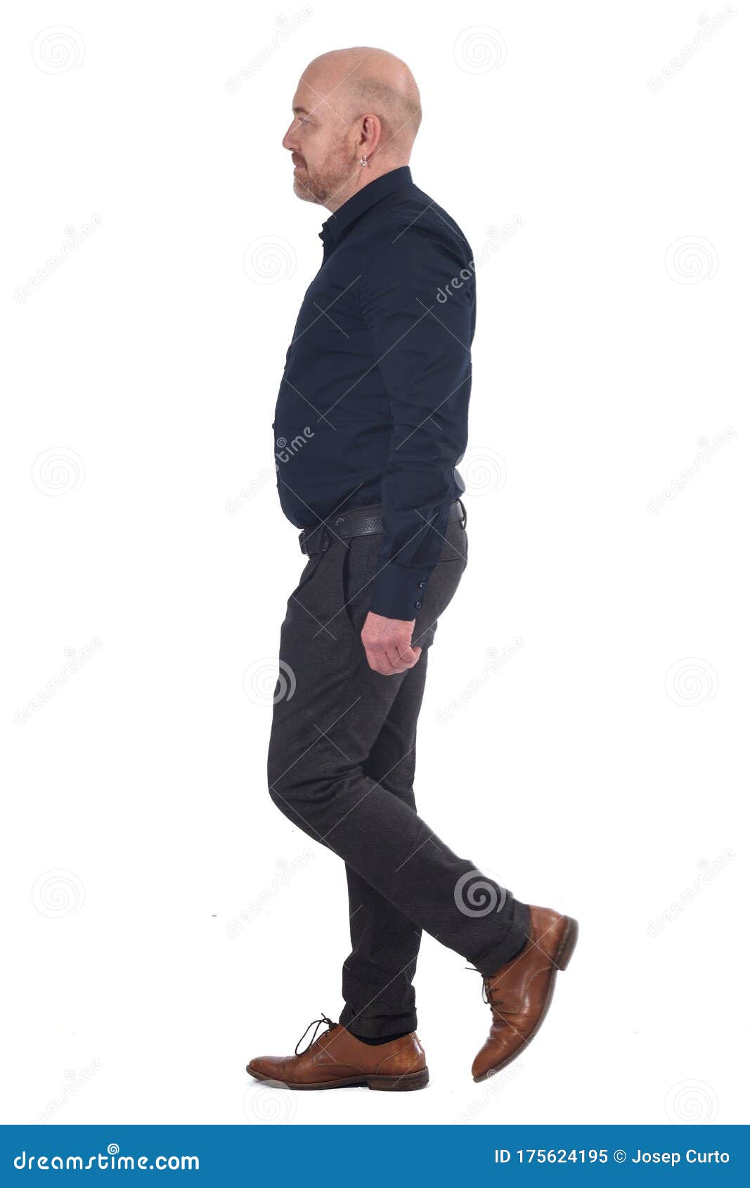 Man walking on white stock image. Image of bald, aged - 175624195