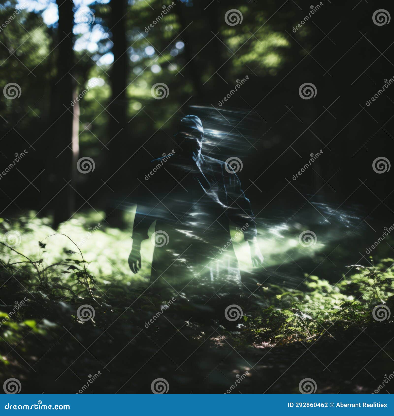A Man is Walking through the Woods in the Dark Stock Illustration ...