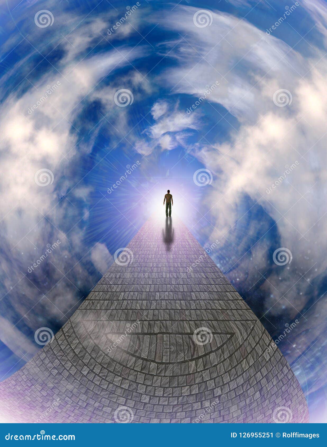 Path to light stock illustration. Illustration of clouds - 126955251