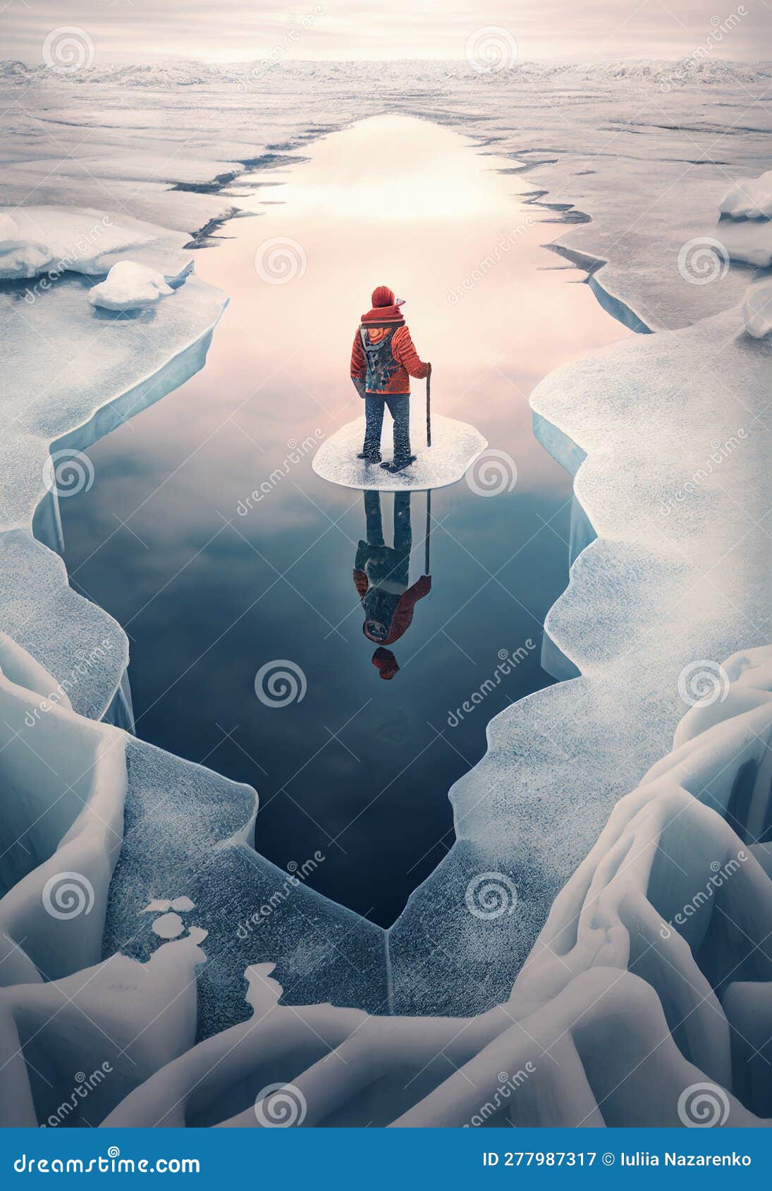 Man Walks on Thin Ice. AI Generated Stock Illustration - Illustration ...