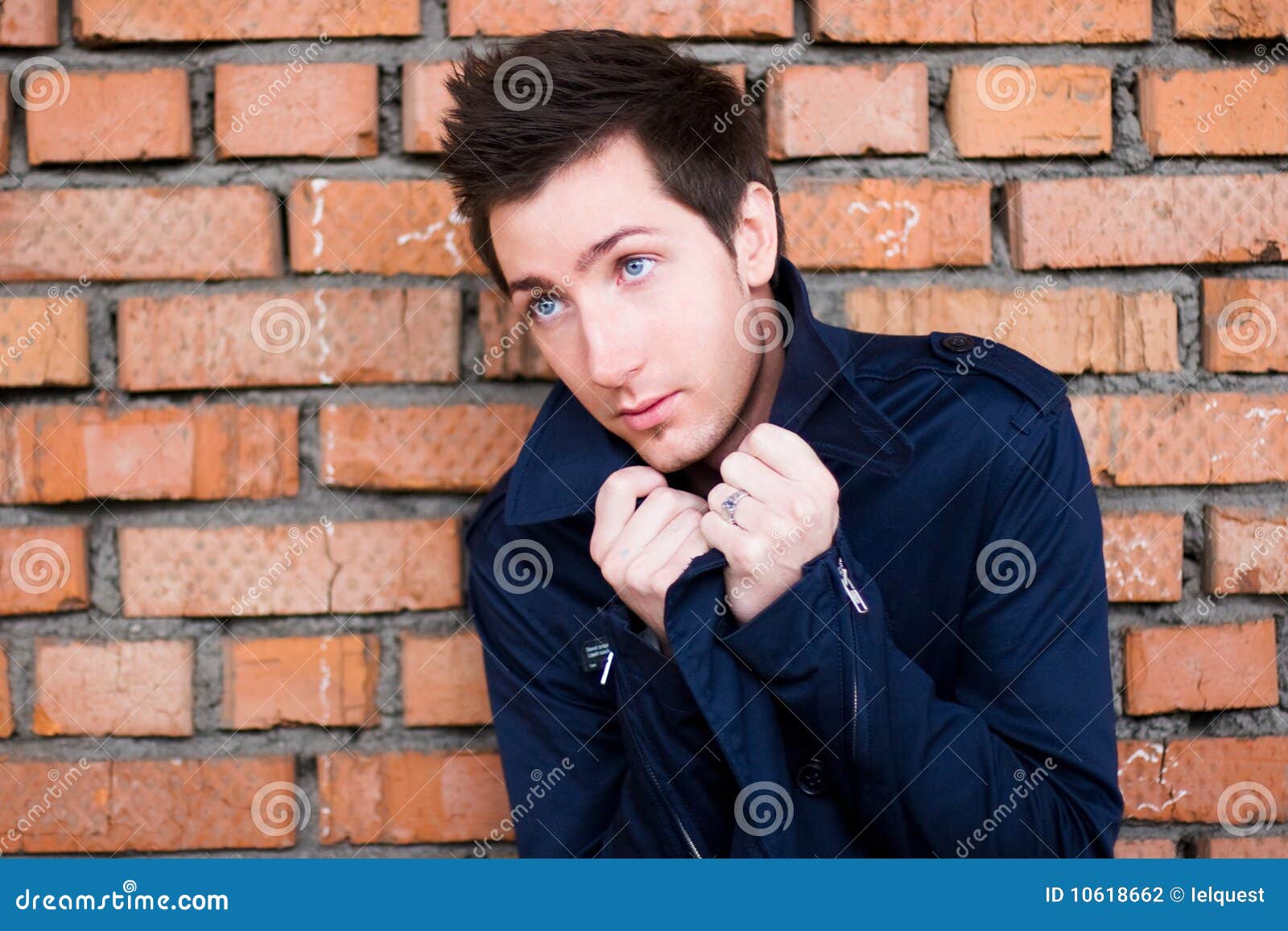 Man at the wall stock photo. Image of lost, smiling, people - 10618662