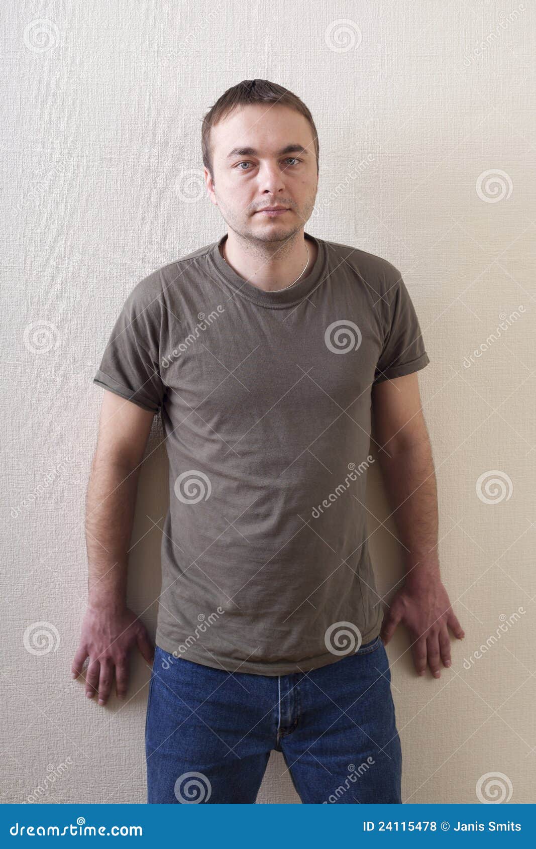 Man at wall. stock photo. Image of front, leaning, portrait - 24115478