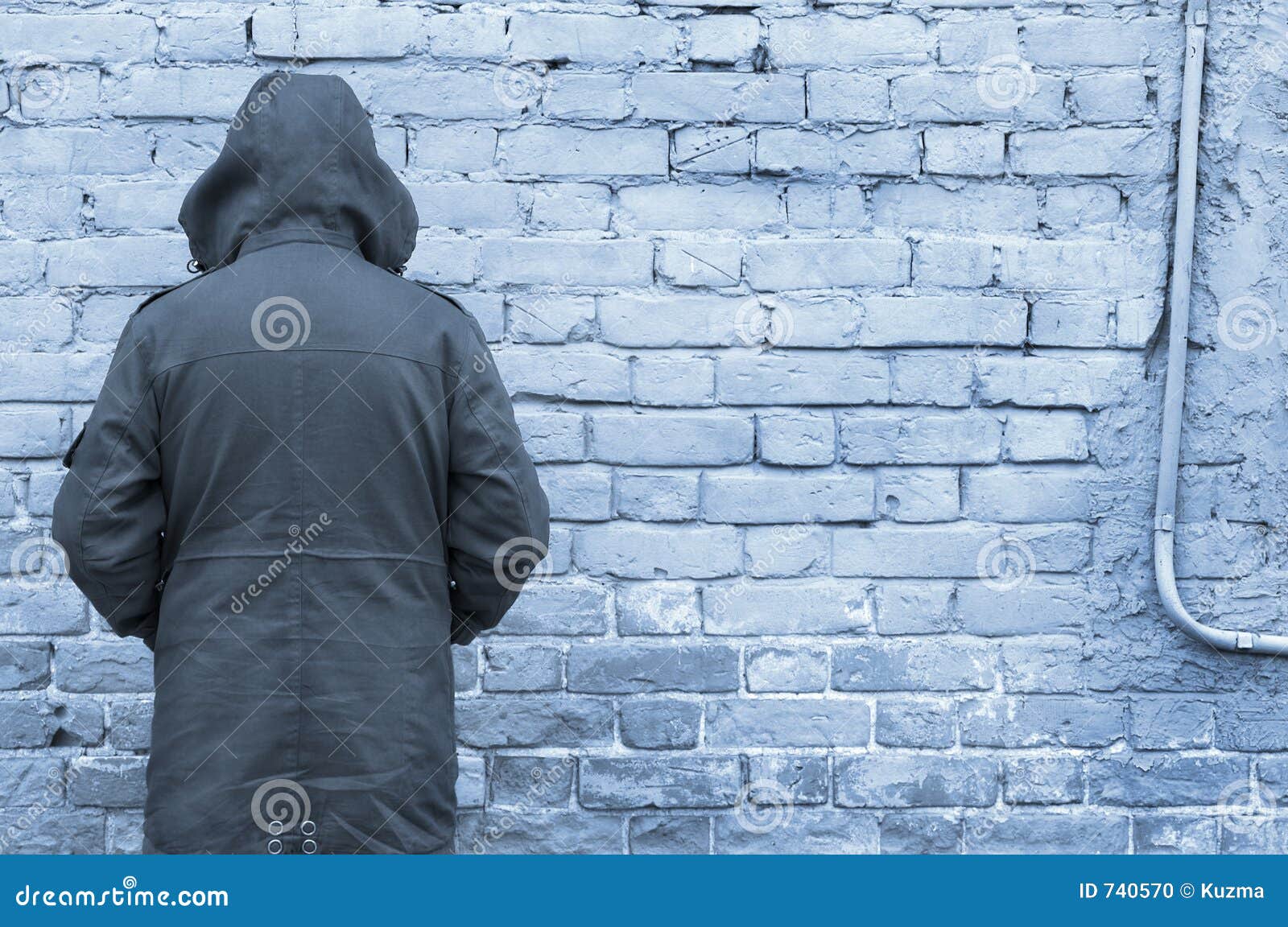 Man and wall stock photo. Image of conceptual, back, hood - 740570