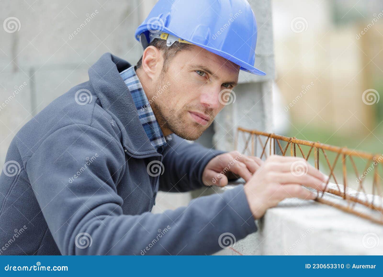Man and Wall Cement Equipment Stock Photo - Image of dirty, hand: 230653310