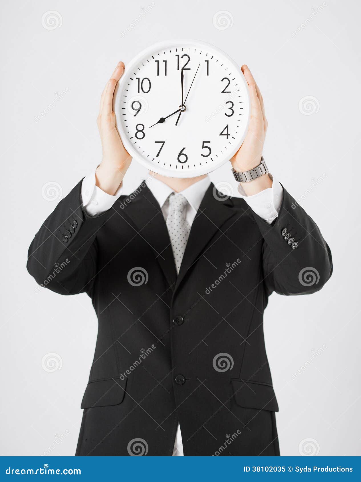 Man with wall clock stock image. Image of oclock, appointment - 38102035