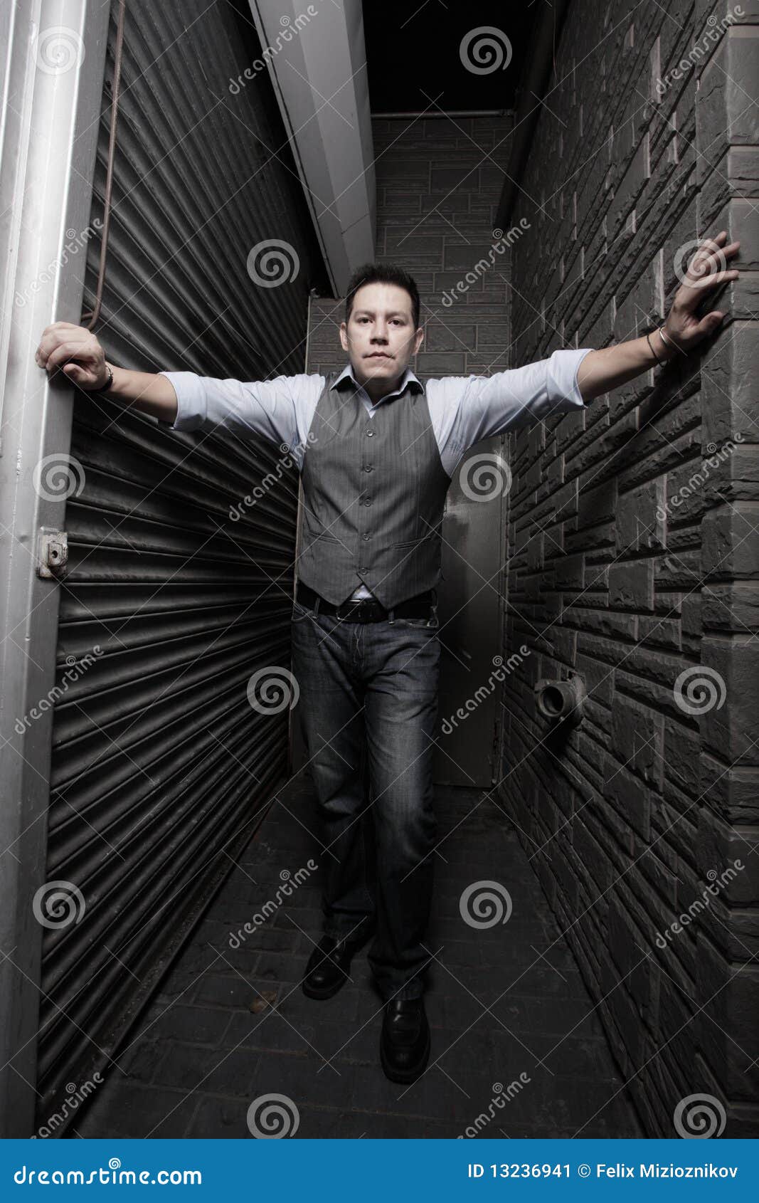 Man between walls stock image. Image of vampire, urban - 13236941