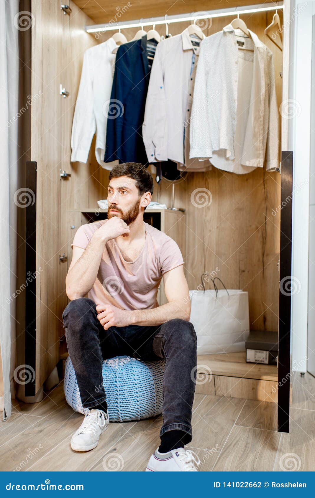Man in the Wardrobe at Home Stock Photo - Image of clothing, style ...