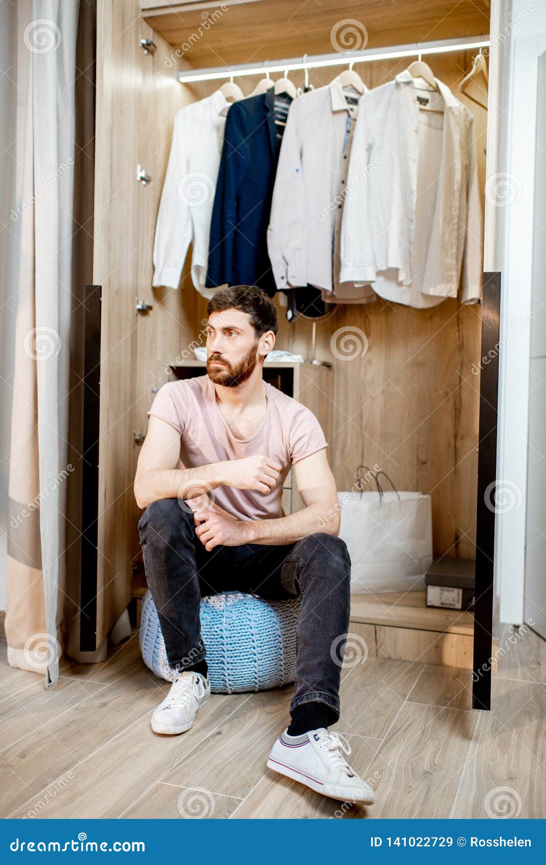 Man in the Wardrobe at Home Stock Image - Image of handsome, room ...