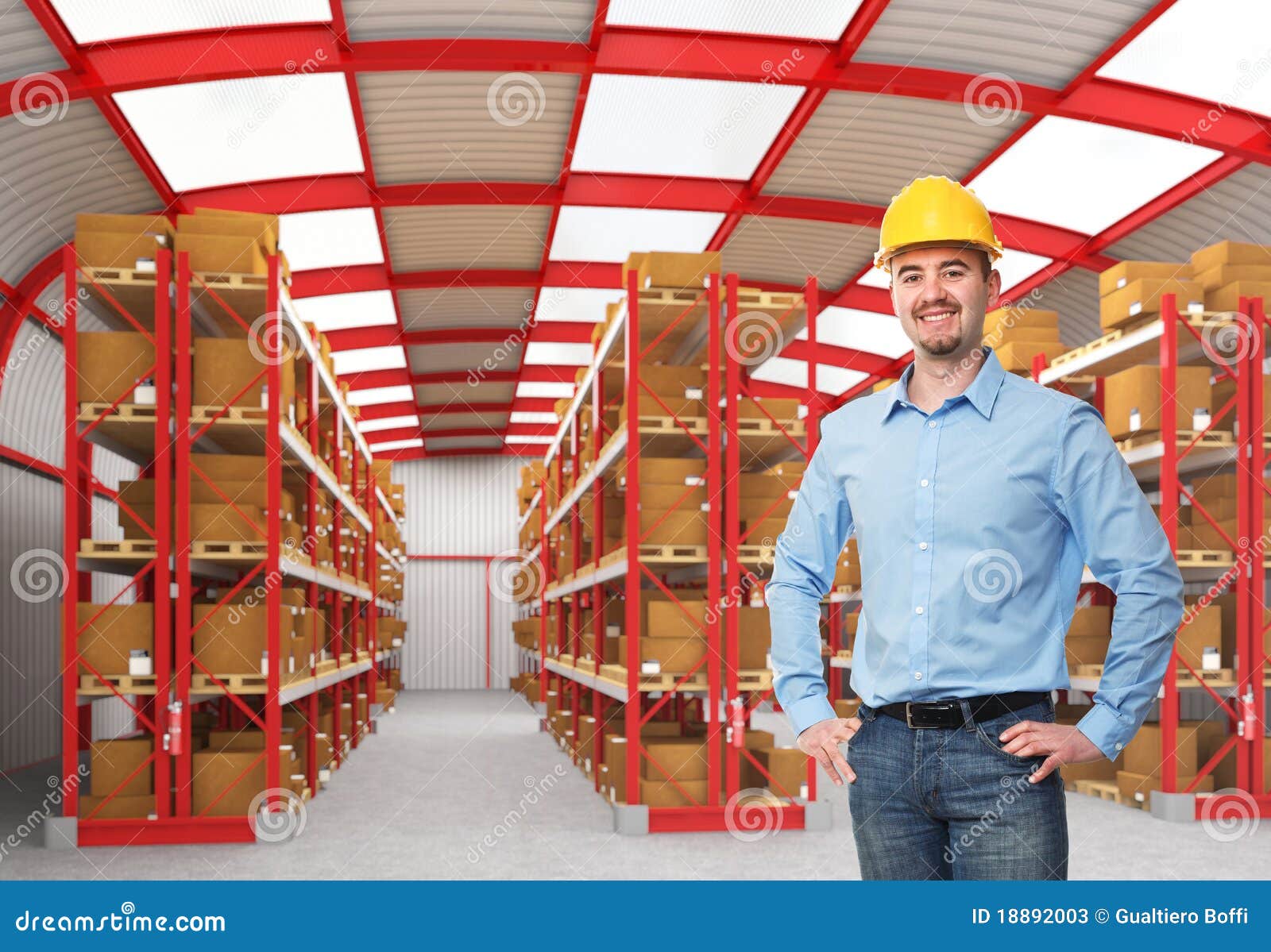 Man in warehouse stock image. Image of factory, store - 18892003