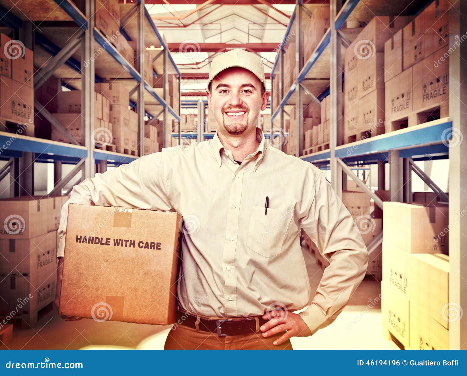 Man in warehouse stock photo. Image of casual, warehouse - 46194196