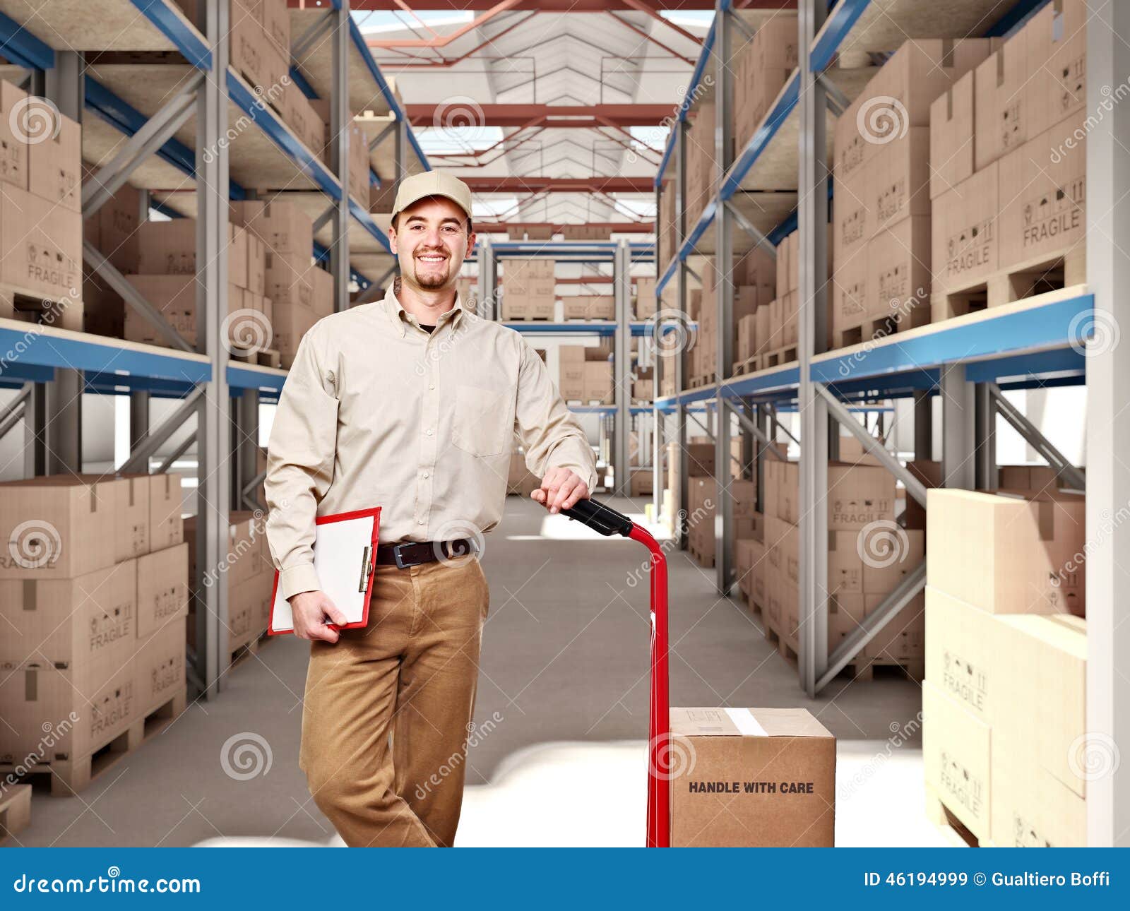 Man in warehouse stock image. Image of floor, pallet - 46194999