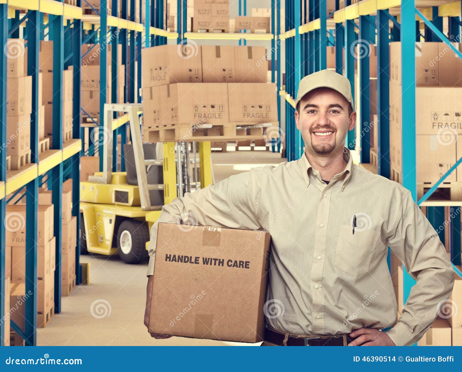 Man in warehouse stock photo. Image of industrial, cargo - 46390514