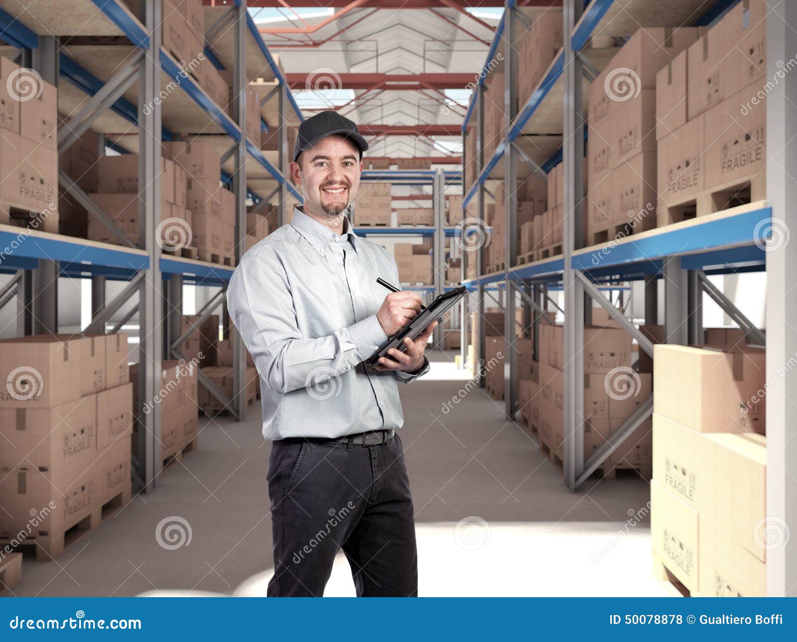 Man in warehouse stock photo. Image of concrete, delivery - 50078878