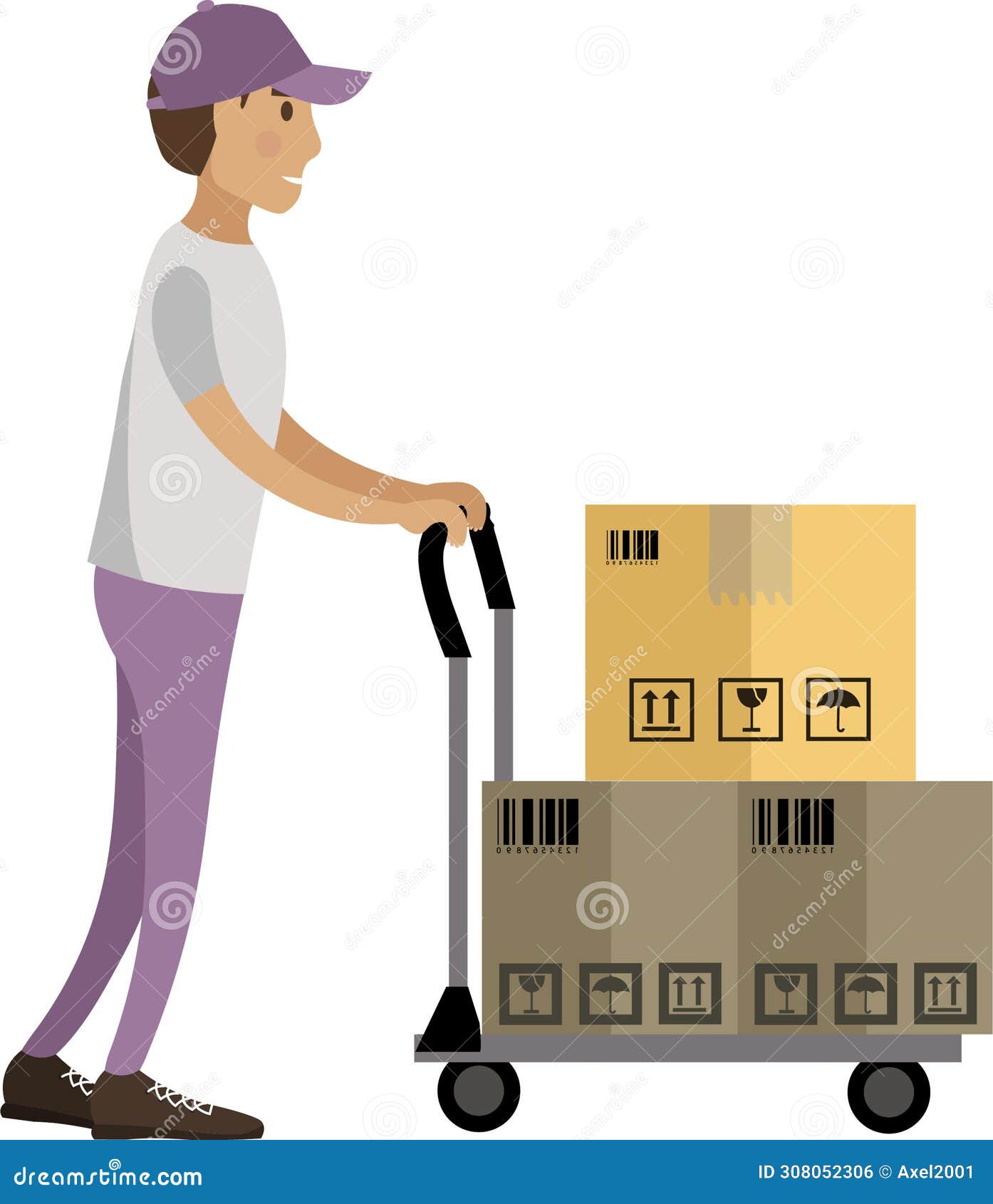 Man Warehouse Worker Providing Parcel Logistics Operation Vector Icon ...