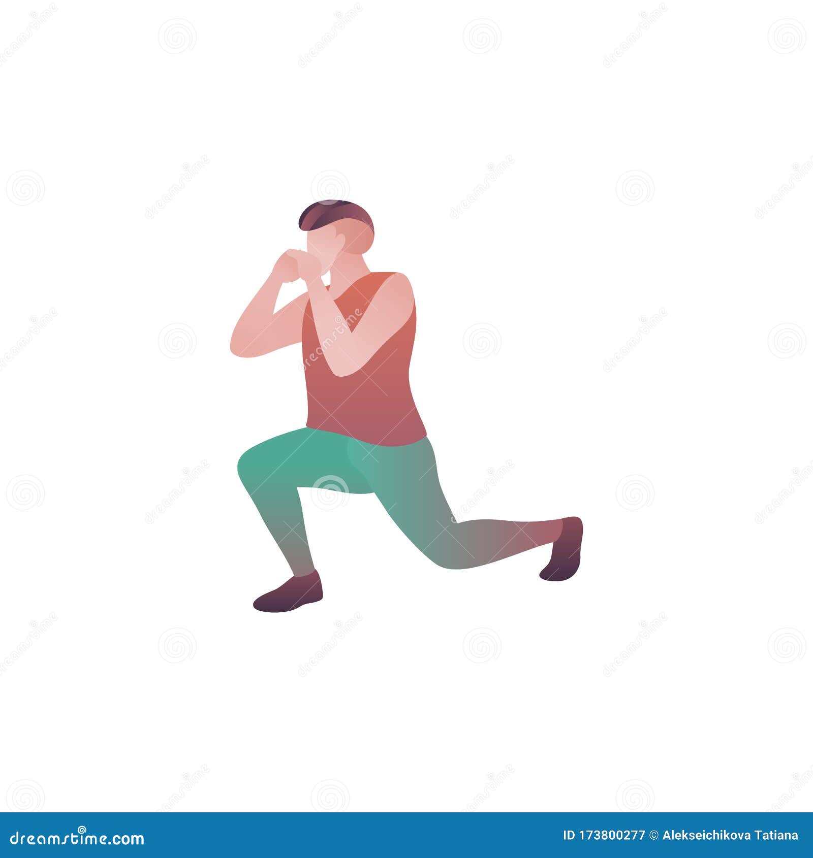 A Man Warming Up in the Gym, a Flat Vector Illustration. Stock Vector ...
