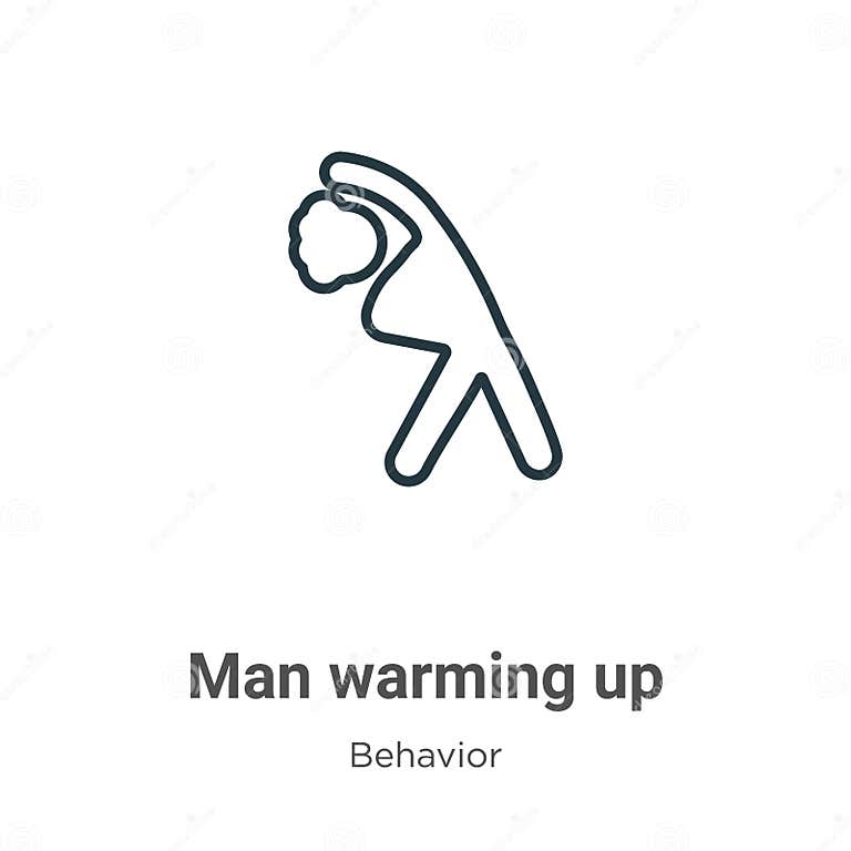Man Warming Up Outline Vector Icon. Thin Line Black Man Warming Up Icon ...
