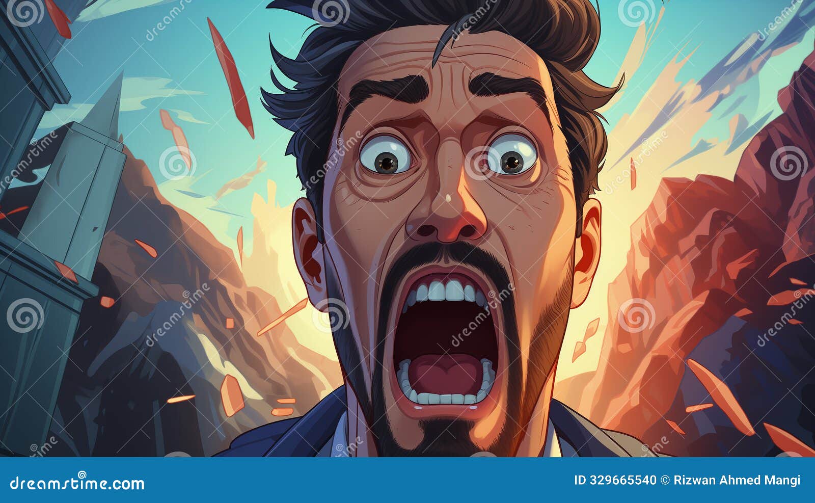 The Man Was Terrified when it Parted Its Lips. Painting Using Polygons ...