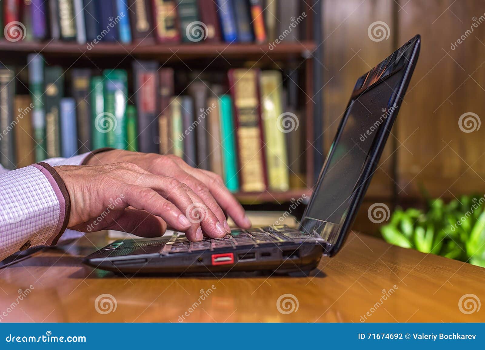The Man Was Typing Something into His Laptop Stock Photo - Image of ...