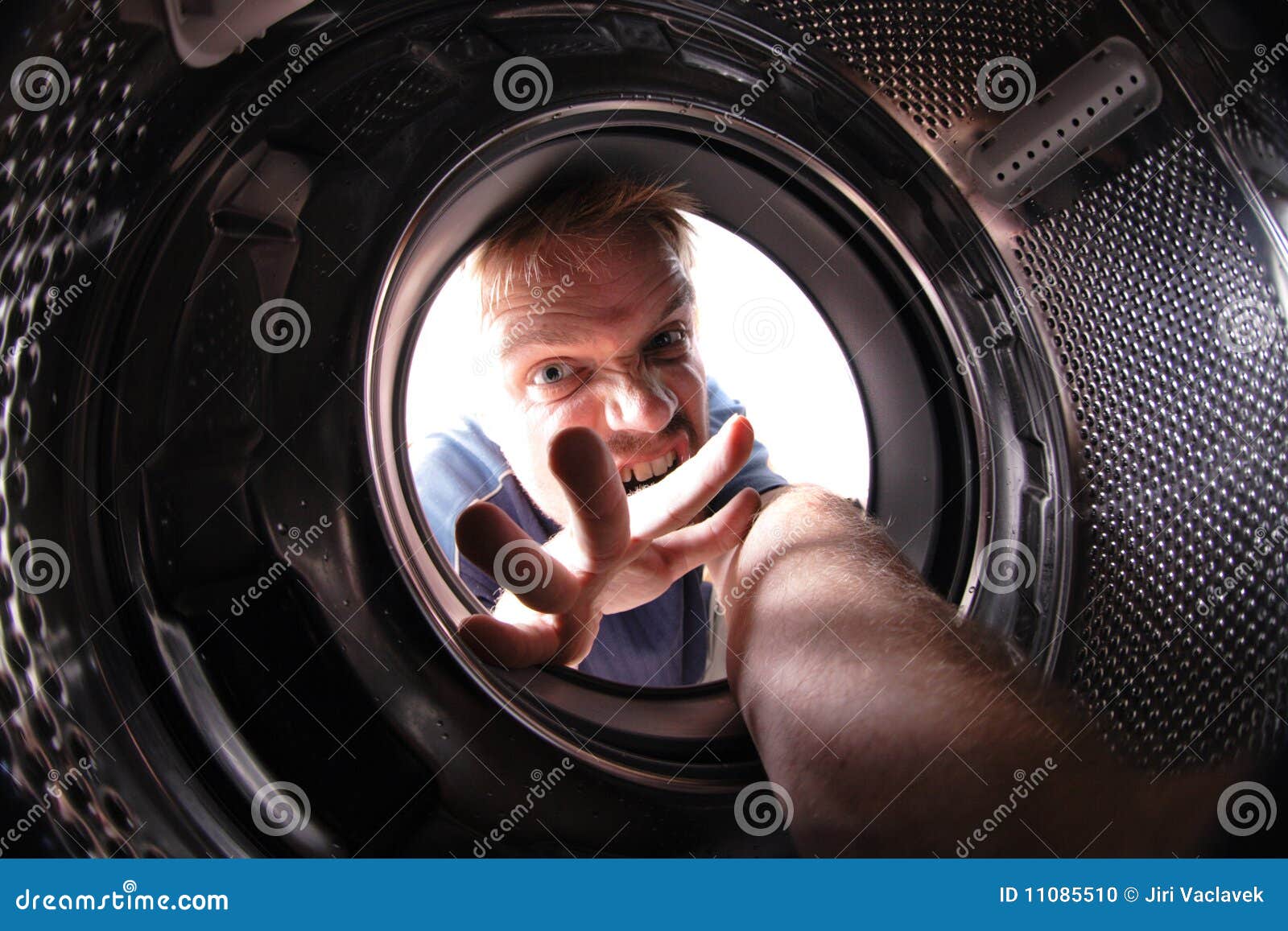 Man in wash machine stock photo. Image of washing, repair - 11085510