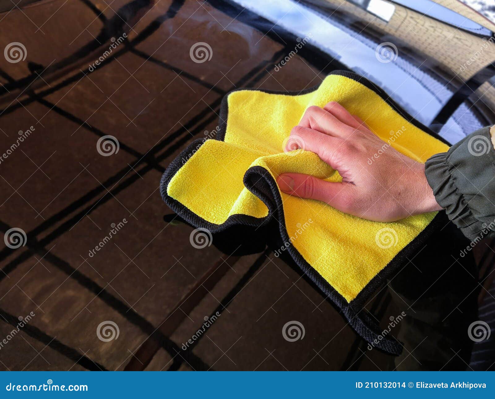 A Man Washes His Car with a Yellow Rag Stock Photo - Image of vehicle ...