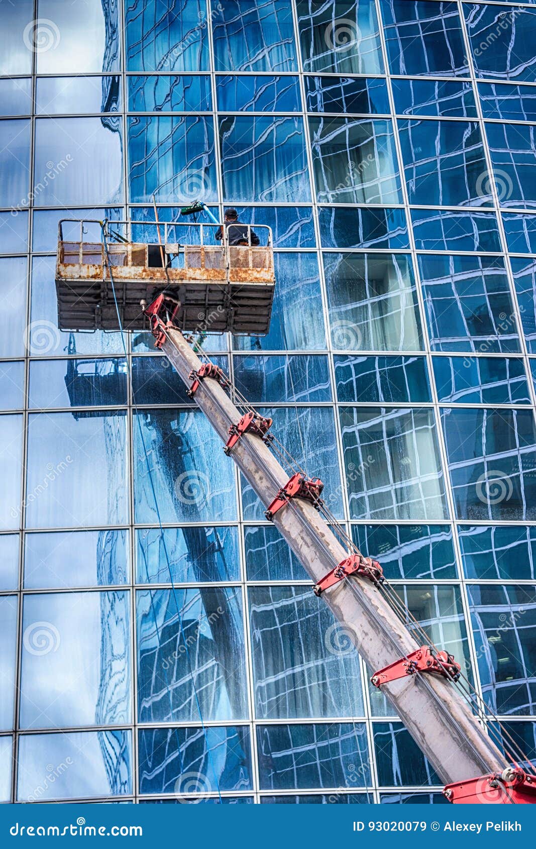 A Man Washes Windows of a Skyscraper Editorial Stock Image - Image of ...