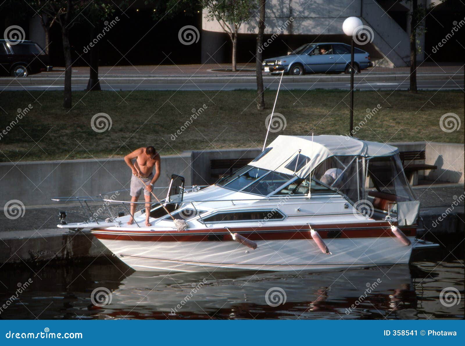 Man Washing Boat editorial photo. Image of canal, mopping - 358541
