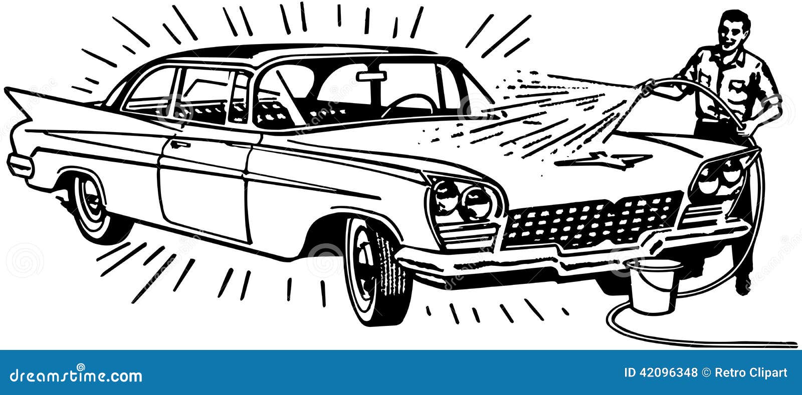 Man Washing Car stock vector. Illustration of wash, roads - 42096348