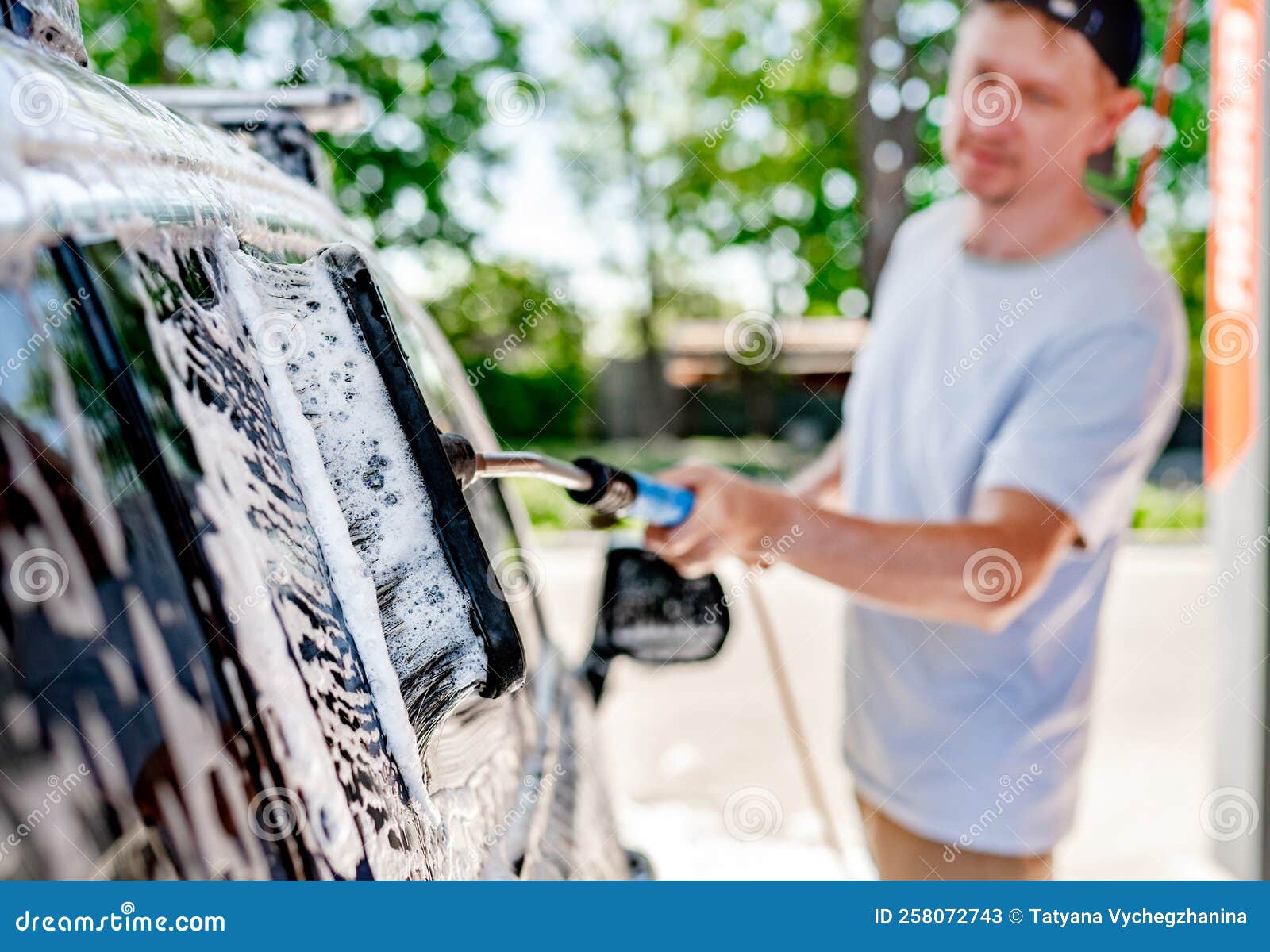 A Man Washing a Car at a Self-service Car Wash Stock Image - Image of ...