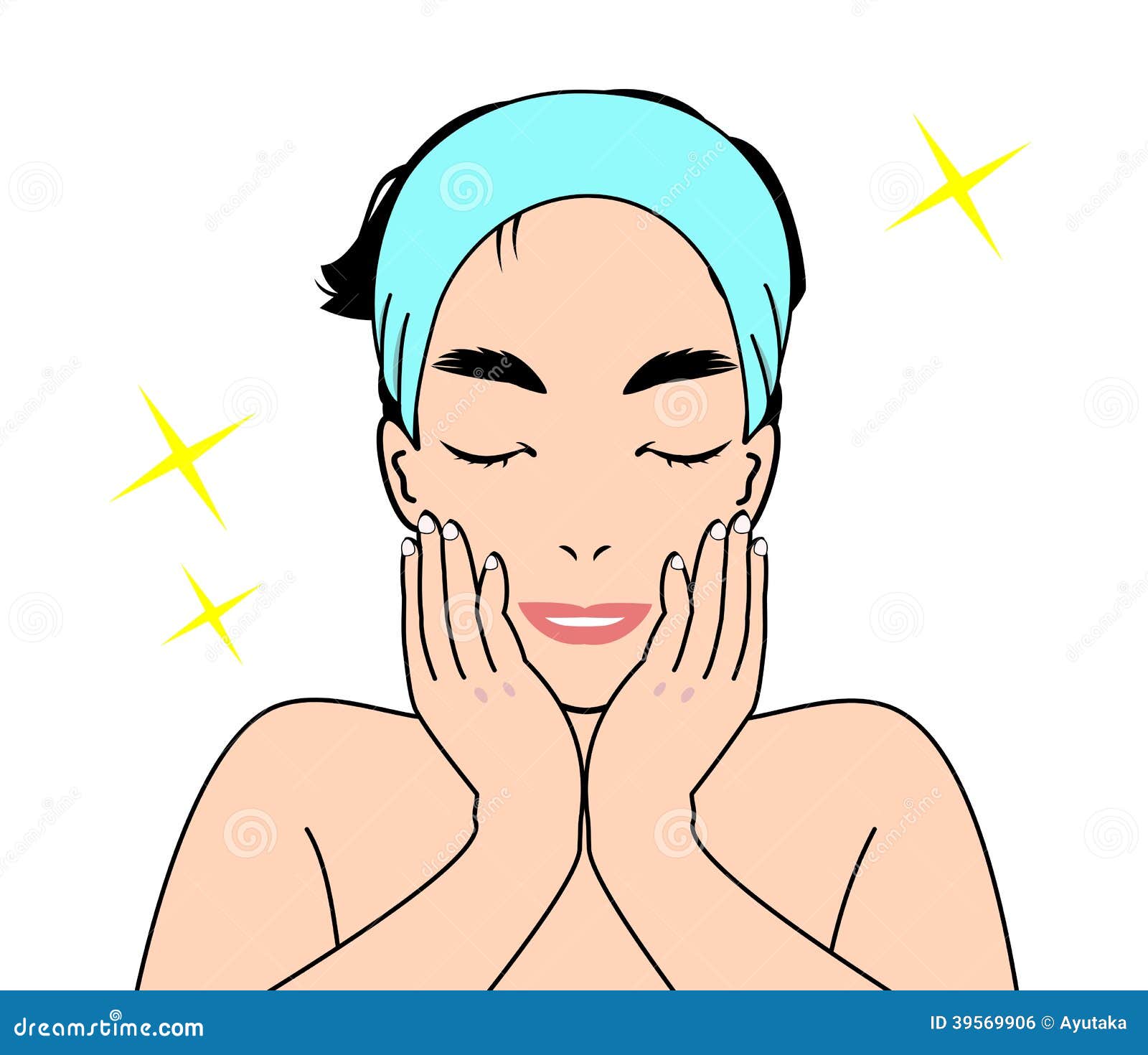 Man after washing face stock vector. Illustration of skin - 39569906