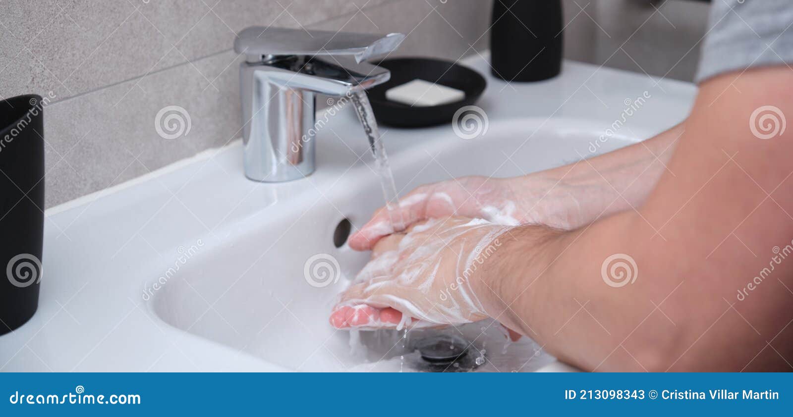 Man washing hands stock image. Image of soap, hand, skincare - 213098343