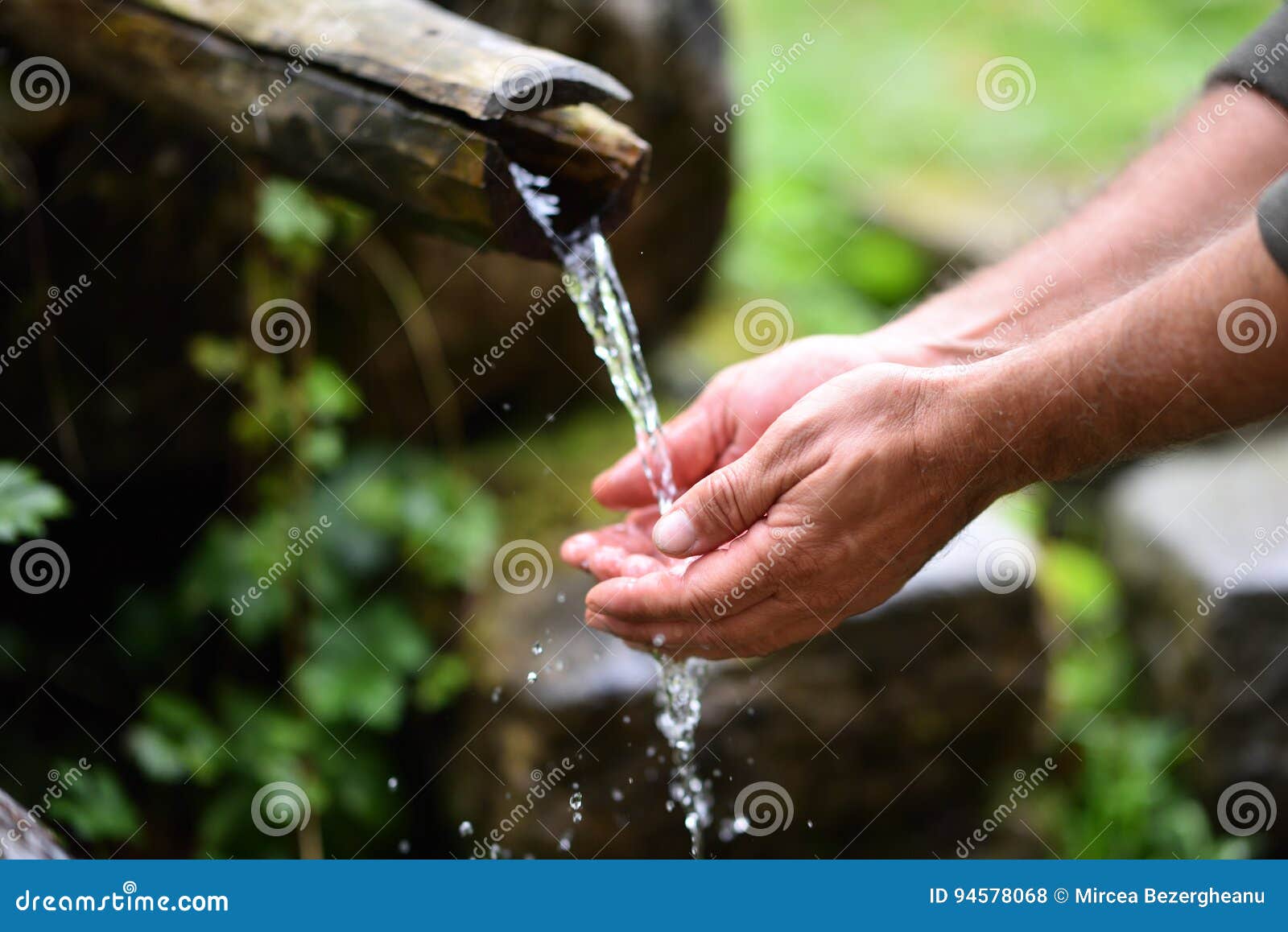 Man Washing Hands in Fresh, Cold, Potable Water Stock Photo - Image of ...