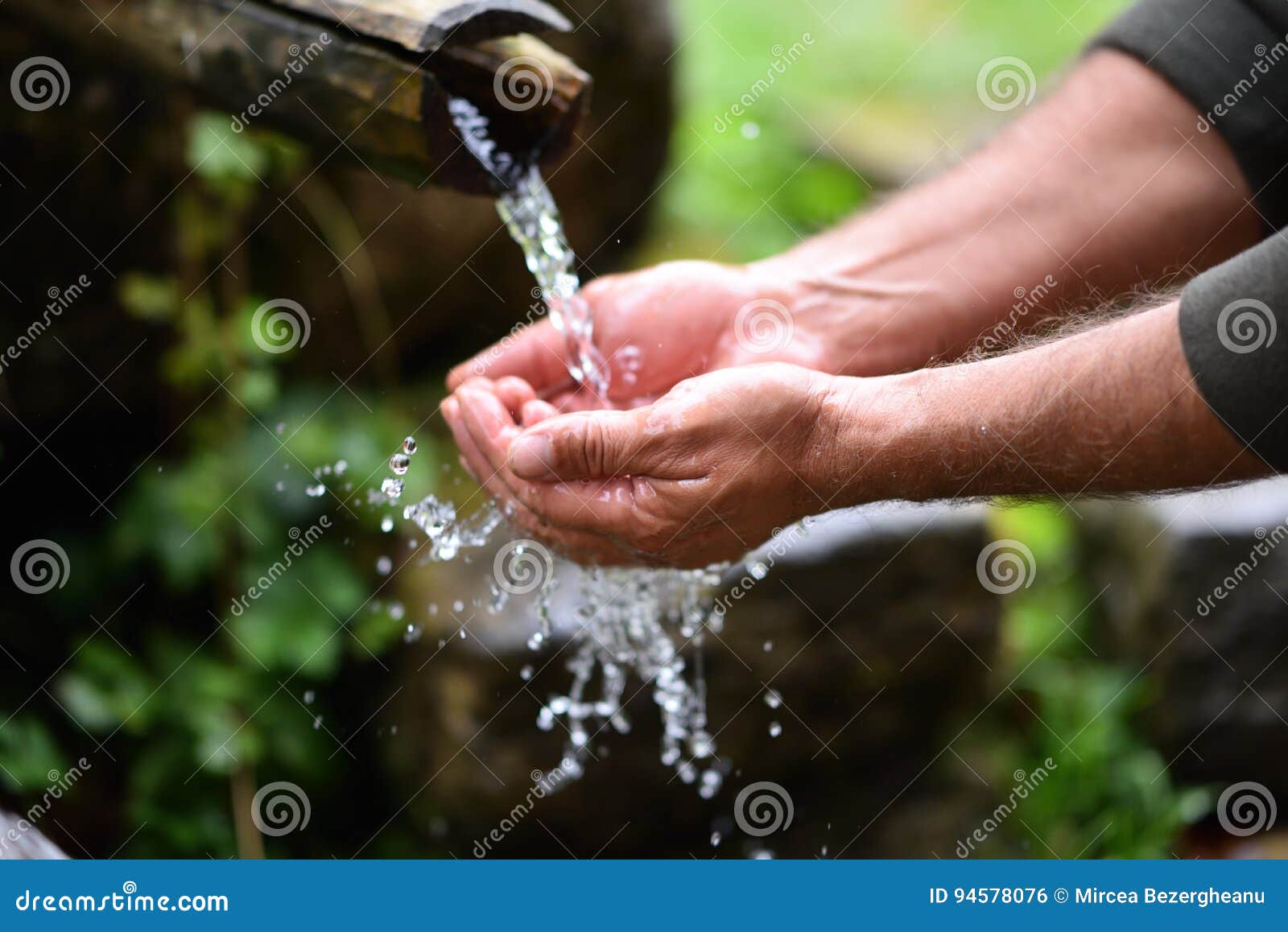 Man Washing Hands in Fresh, Cold, Potable Water Stock Photo - Image of ...