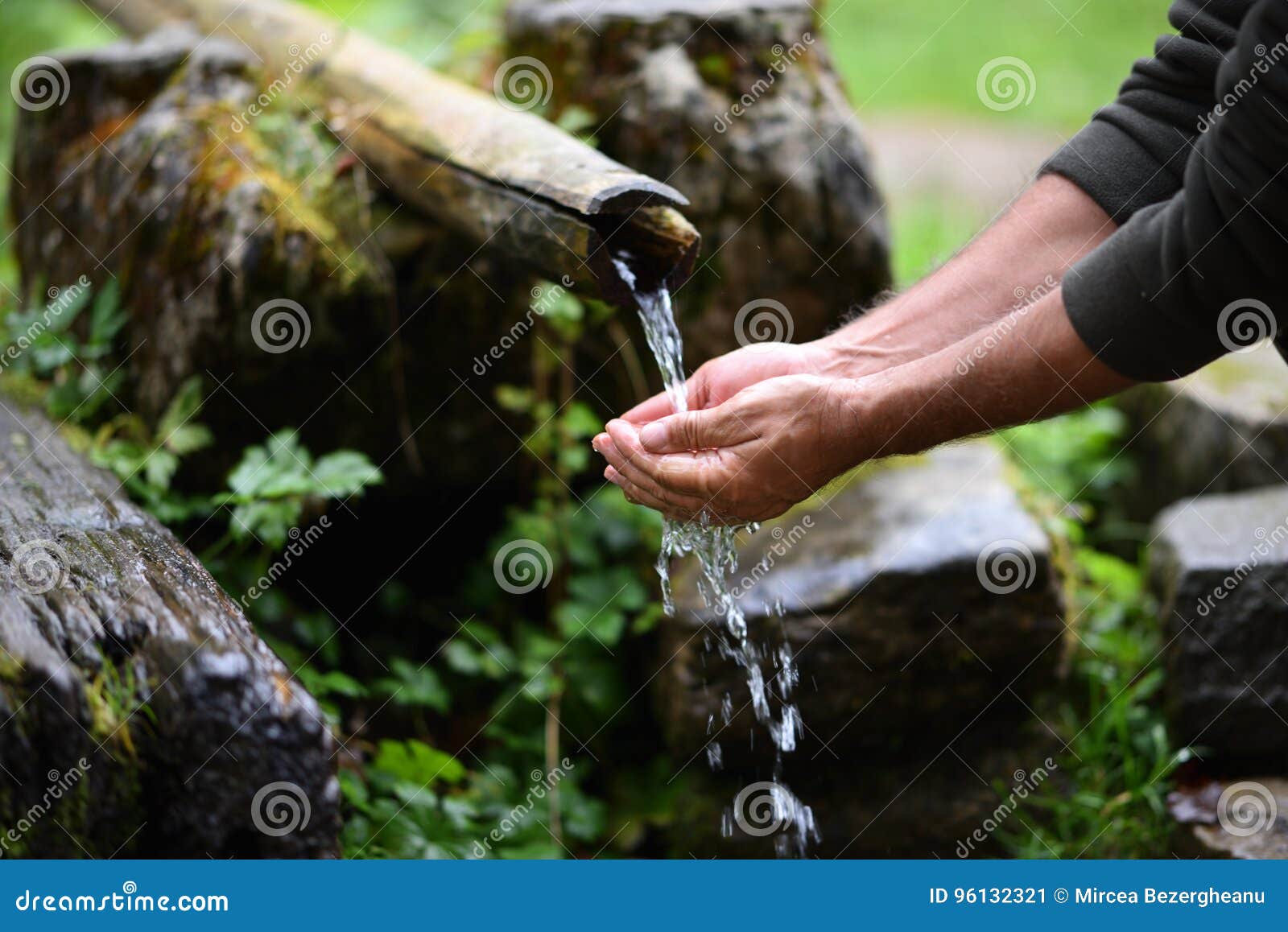 Man Washing Hands in Fresh, Cold, Potable Water Stock Image - Image of ...